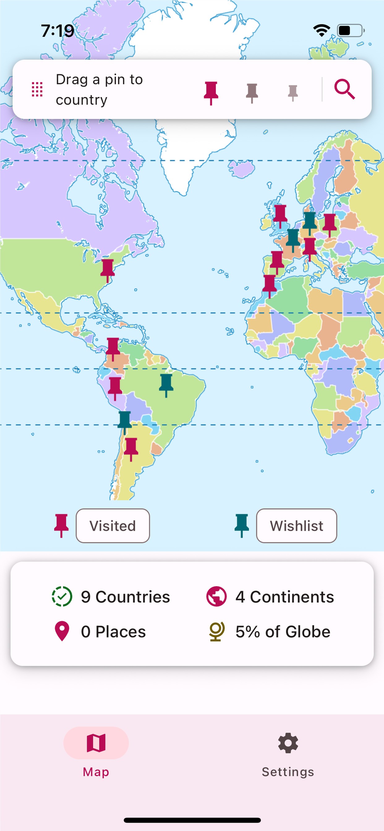 Pinned: Countries Visited - Pin where you have been